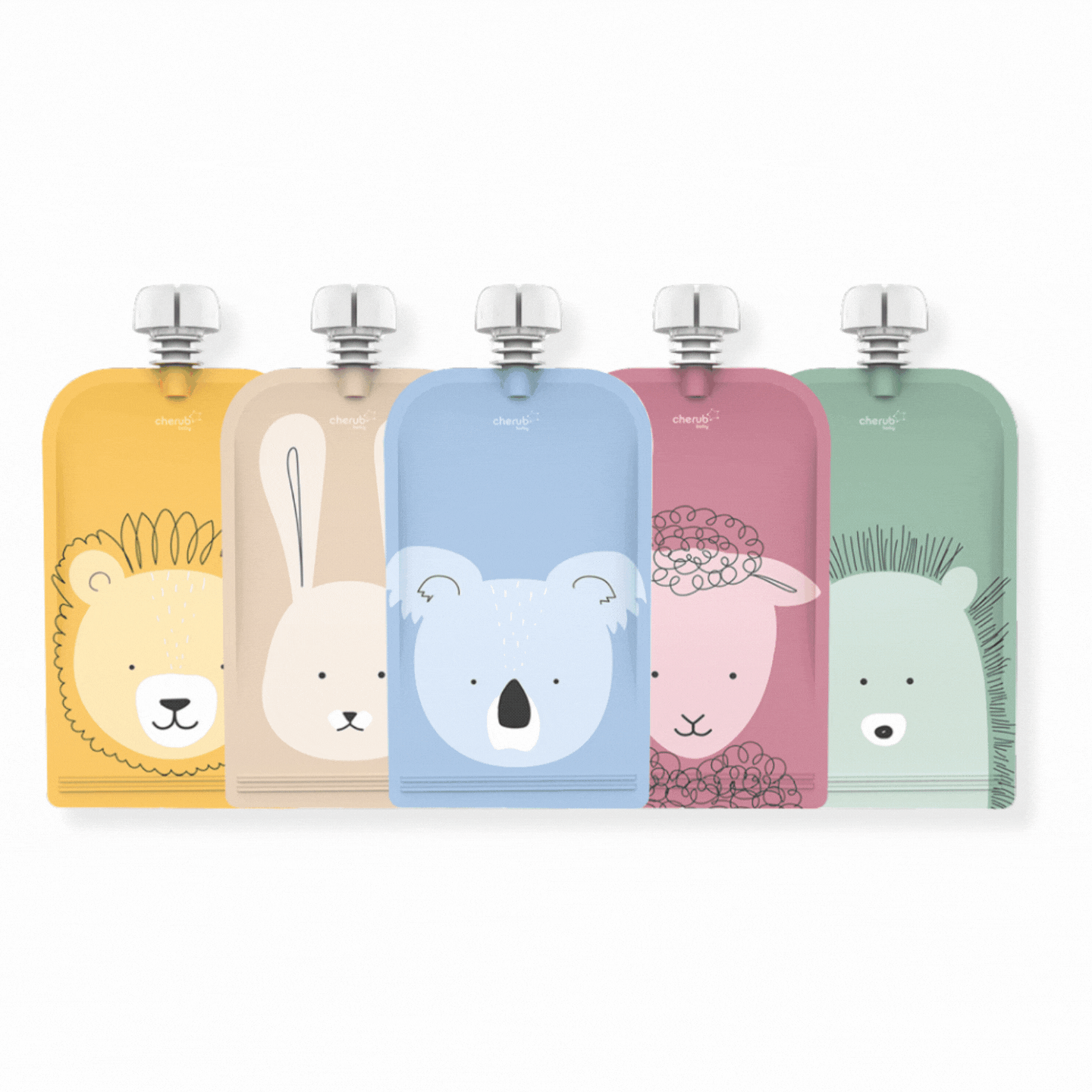 Reusable Baby Food & Yoghurt Pouches - 120ml Cerulean & Sage | Cherub Baby